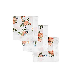 Little Unicorn Security Blankets 3 Pack | 100% Cotton Muslin with Satin Border| Super Soft and Breathable | Baby, Infant, Toddler | Lovey for Boys and Girls | Watercolor Roses