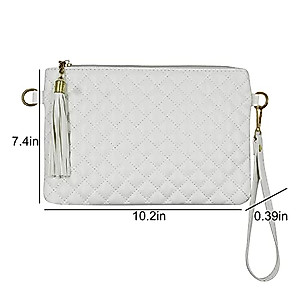 Amamcy Women Quilted Wristlet Clutch with Tassel Envelope Bag Lightweight Clutch Handbag Faux Leather Wallet for Ladies