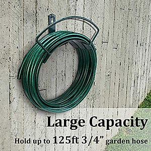 Deluxe Wall Mount Garden Hose Hanger Duty Metal Hose Holder Easily Holds 125 3/4’’ Hose Solid Steel Extra Bracing Forest Green