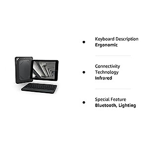 ZAGG Rugged Book Detachable Case and Magnetic-Hinged Keyboard for iPad Air, iPad Air 2, & iPad 9.7 inch, - Multi-Device Bluetooth Pairing, Backlit Keyboard - USB-C to USB-C Cable Included (Black)