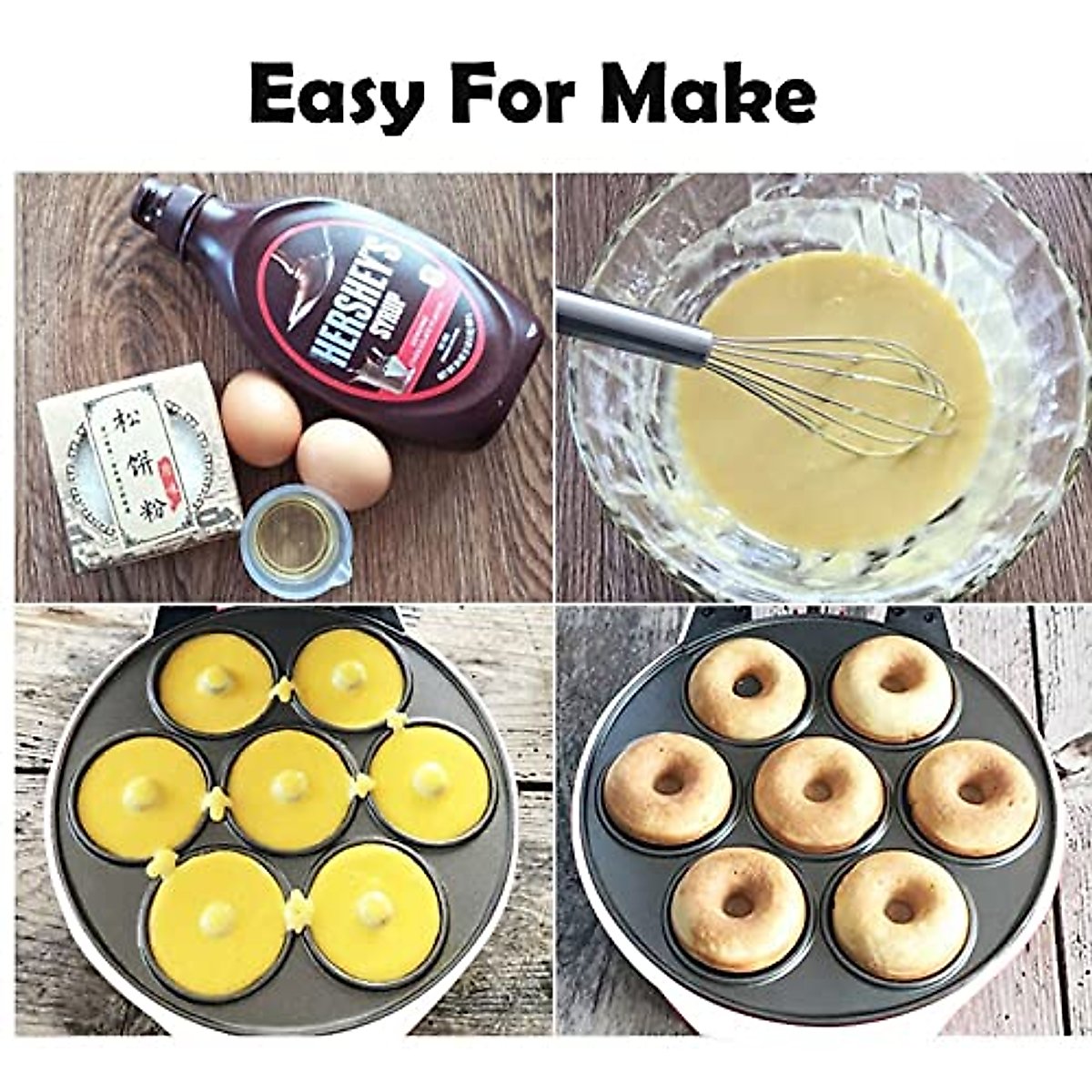 Mini Donut Maker Machine, Electric Non-Stick Donut Maker Machine for Makes 7 Doughnuts, Kid-Friendly Breakfast, Snacks, Donut Print Desserts & More for Home and Travel Use