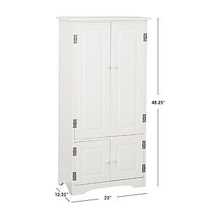 Target Marketing Systems Tall Storage Cabinet with 2 Adjustable Top Shelves and 1 Bottom Shelf, Declutter Organizer for Bedroom, Kitchen, Bathroom or Laundry Room, Winter White