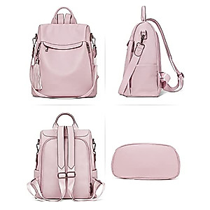 Telena Backpack Purse for Women, PU Leather Anti Theft Travel Backpack Purse Shoulder Bags with Tassel Pure Pink