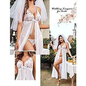 Avidlove Gown Lingerie for Women Sheer Sexy Robe Deep V Neck Nightwear