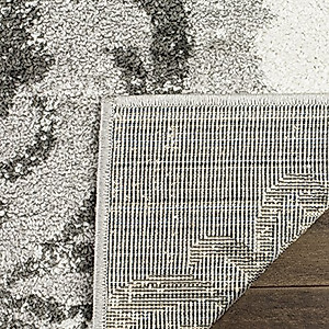 SAFAVIEH Adirondack Collection 8' x 10' Silver / Ivory ADR114B Floral Glam Damask Distressed Non-Shedding Living Room Bedroom Dining Home Office Area Rug