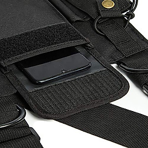 Radio Shoulder Holster Chest Harness Holder Vest Rig for Two Way Radio Chest Front Pack Pouch Walkie Talkie Case with Front Pouches for Kenwood Arcshell Retevis Baofeng UV-5R F8HP UV-82 888S (Black)