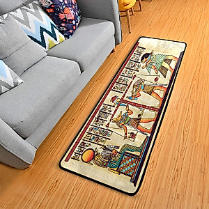 ALAZA Egyptian Papyrus Vintage Collection Area Mat Rug Rugs for Living Room Bedroom Kitchen 2' x 6'