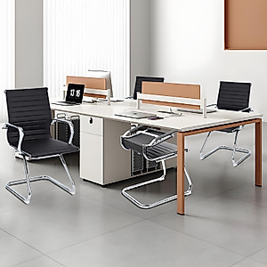 Office Guest Chair Meeting Room Chair Leather Folding Reception Chair Without Wheel with Sled Base for Waiting Room Conference Room Living Room Home Office (2 Pack)