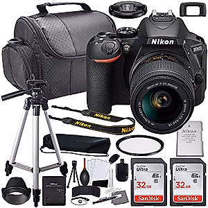 Nikon Intl. D5600 DSLR Camera with 18-55mm VR Lens Bundle (1576) + Accessory Kit Including 64GB Memory, UV Filter, Camera Case & More (Renewed)