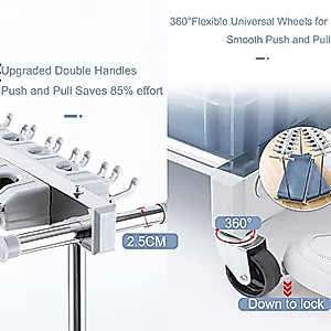 Utility Rack for Mops And Brooms,Cleaning Supplies Organizer,Cleaning Cart,Movable Commercial Mop Broom Holder,Housekeeping Cart, with Universal wheel,Garage,Home,House,Hotel Organization Must Haves (