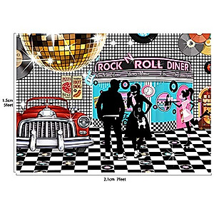 50s Diner Backdrop Large Banner Decoration Dessert Table Background Photobooth Prop 7x5feet
