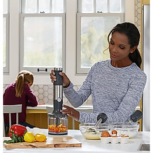 GE Immersion Blender | Handheld Blender for Shakes, Smoothies, Baby Food & More | Includes Whisk & Blending Jar | 2-Speed | Interchangeable Attachment for Easy Clean | 500 Watts | Stainless Steel