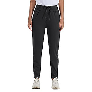 Willit Women's Golf Travel Pants Lounge Sweatpants 7/8 Athletic Pants Quick Dry On The Fly Pants Black M