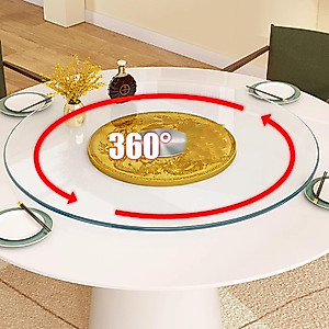 Large Lazy Susan for Dining Table Kitchen Glass Turntable Tempered Glass Round Turntable Rotating Serving Tray for Dining Table Rotating Tray Glass Serving Plate