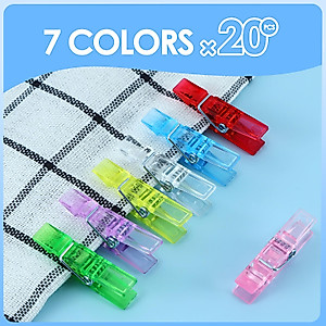 140 Pcs Mini Clothes Pins Colored - Small Clear Clips for Hanging Picture String, 1.37 Inch Plastic Photo Clips Transparent, 7 Colors