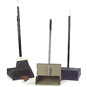 Carlisle FoodService Products Duo-Pan Upright Dust Pan with Serrated Yoke for Floor Cleaning, Restaurants, Office, And Janitorial Use, Plastic, 30 Inches, Black