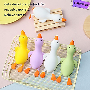 MSRRTUSY 3Pcs Stretchy Duck Squeeze Toys,Squishy Stress Relief Toys for Adults and Kids,Squishy Fidget Toys,Party Favors for Kids,Birthday Gifts,Christmas,Easter Egg,Classroom Prizes
