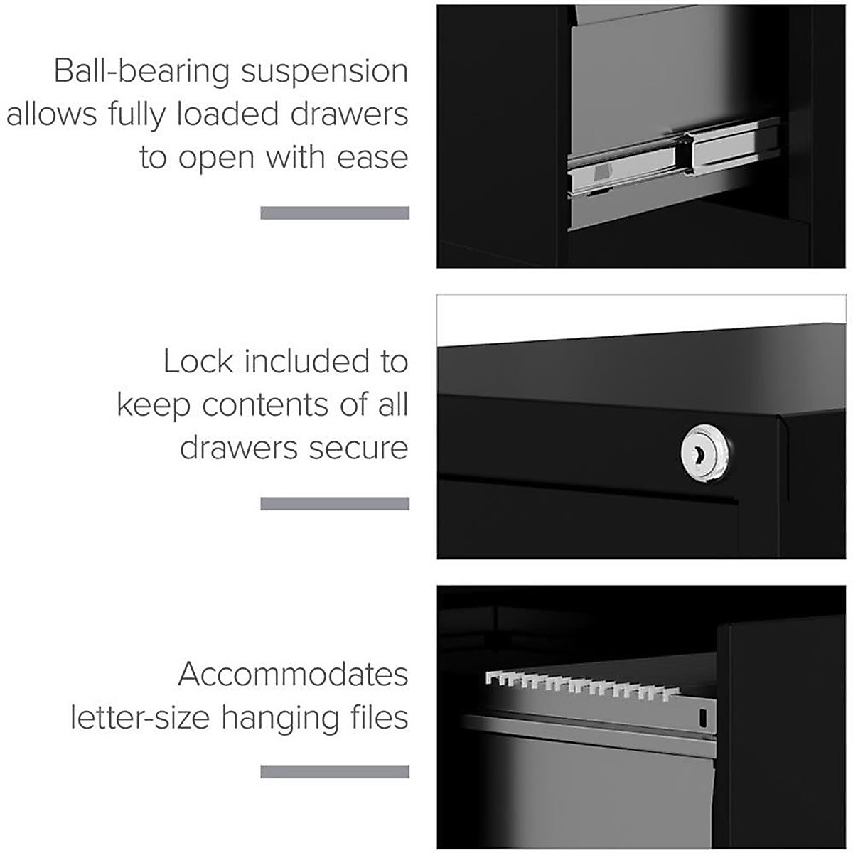 Lorell 2-Drawer Vertical File, 15 by 22 by 28, Black LLR42291