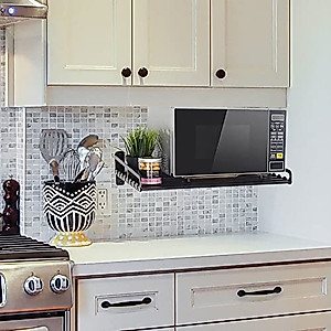 Goyappin Wall-Mounted Electric Oven Holder Shelf, 23.58"x15.52" Microwave Wall Shelf Microwave Oven Rack Kitchen Wall Pot Pan Rack Weight Bearing 80 lbs for Electric Oven Microwave