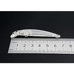 10pcs Fishing Unpainted Minnowbait Blank Hard Clear Lure Body 68mm 2.16g Topwater Freshwater Crankbait Artifical Bait with Free Eye LQG27