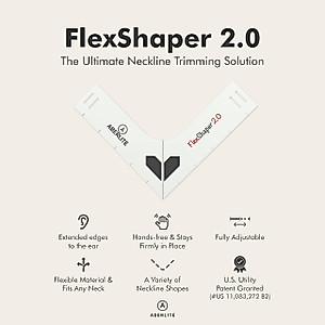 Aberlite FlexShaper 2.0 - Beard Shaper for Men - Hands-Free & Flexible Neckline Guide - Beard Trimmer Tool - Lineup Stencil Kit - White