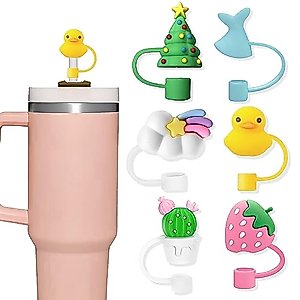 Straw Covers Cap for Stanley Cup,6Pcs Silicone Straw Toppers Compatible for Stanley 30&40 Oz Tumbler&Simple Modern 40 oz Trek Tumbler,10mm Drinking Straw Tip Covers for Stanley Cups Accessories