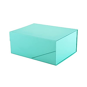 PACKHOME Gift Box 9x6.5x3.8 Inches, Bridesmaid Box, Rectangle Collapsible Box with Magnetic Lid for Gift Packaging (Matte Turquoise, Grain Texture)