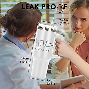 LifGif Dental Hygienist Personalized Laser Engraved 40 oz Large Tumbler with Handle, Stainless Steel Tumblers Hygiene Student Mugs for Graduation, Christmas Thanksgiving for Dental Nurse Doctor