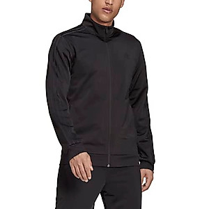 adidas Men's Warm-up Tricot Regular 3-stripes Track Jacket Black/Black Medium