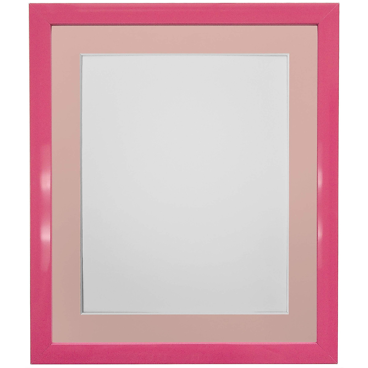 FRAMES BY POST 0.75 Inch Pink Picture Photo Frame With Pink Mount 50 x 40 cm Image Size 16 x 12 Inch Plastic Glass