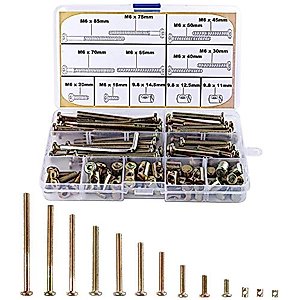 Crib Screws and Bolts Replacement Hardware Kit - Baby Bed Screws 85mm 75mm 70mm 55mm 50mm 45mm 40mm 30mm 20mm 16mm M6 Replacement Bolts Barrel Nuts for Baby Toddler Bed Crib Furniture