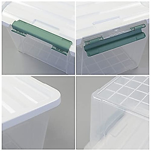 Parlynies 4-Pack Large Stackable Storage Boxes, 35 Quart Plastic Storage Bins with Lid, Clear