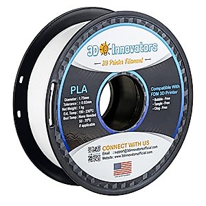 3D Innovators 3D Printer PLA Filament, 1.75mm, 1KG/2.2LB, Dimensional Accuracy +/- 0.02 mm (Real White) (Works with Lithophanes)