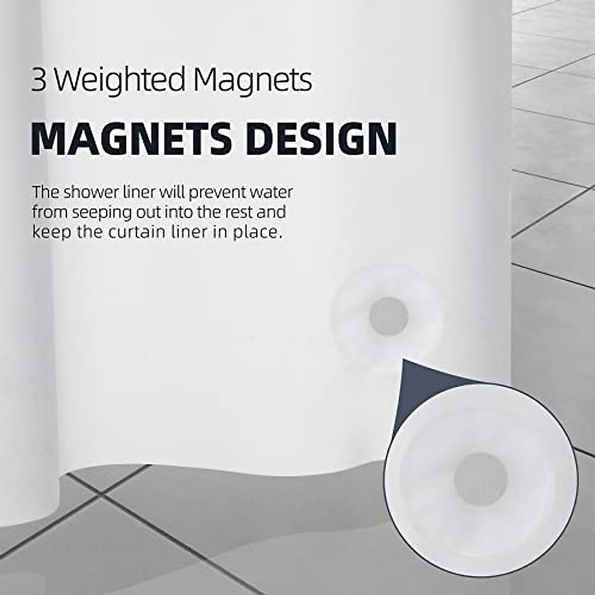 Titanker White Shower Curtain Liner 72 x 72 Plastic Shower Liner Washable Inside Shower Curtain Liner PEVA Shower Curtains for Bathroom with Magnets and Rustproof Metal Grommet Holes