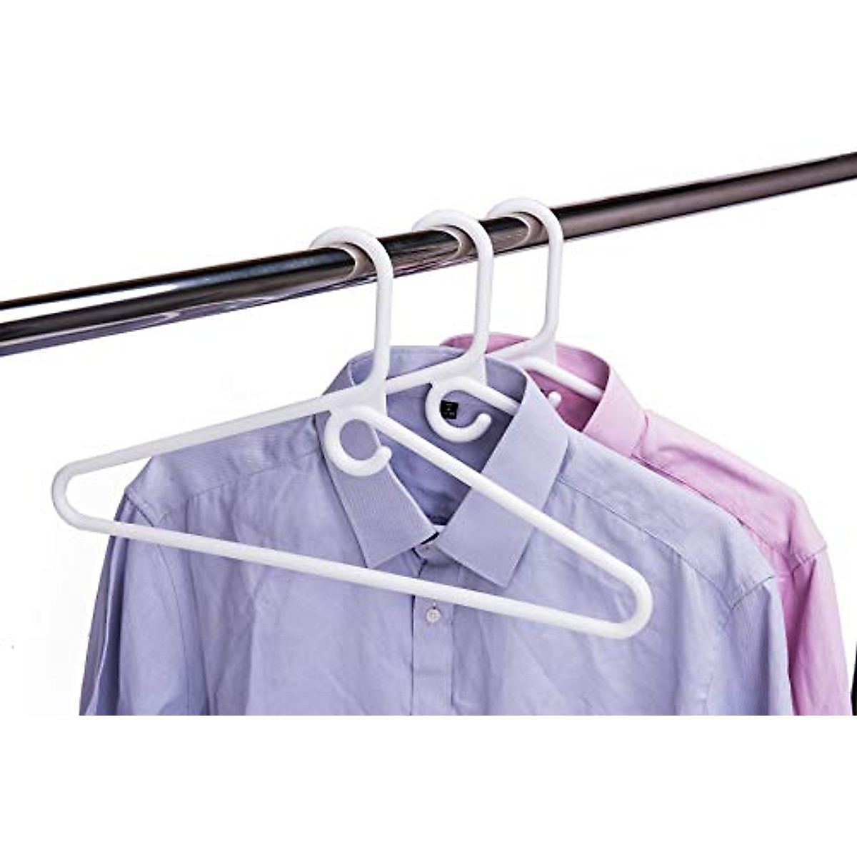 Quality White Hangers 30-Pack - Super Heavy Duty Plastic Clothes Hanger Multipack - Thick Strong Standard Closet Clothing Hangers with Hook for Scarves and Belts-17 inch Coat Hangers (White, 30)