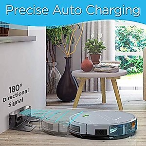 Smart Gyroscope Robot Vacuum Cleaner - Multiroom Navigation Mobile App Control and Alexa Compatible - Auto Charge Dock, 3 Step Air Filter - Cleans Hardwood and Carpet Floor - Pure Clean PUCRC660