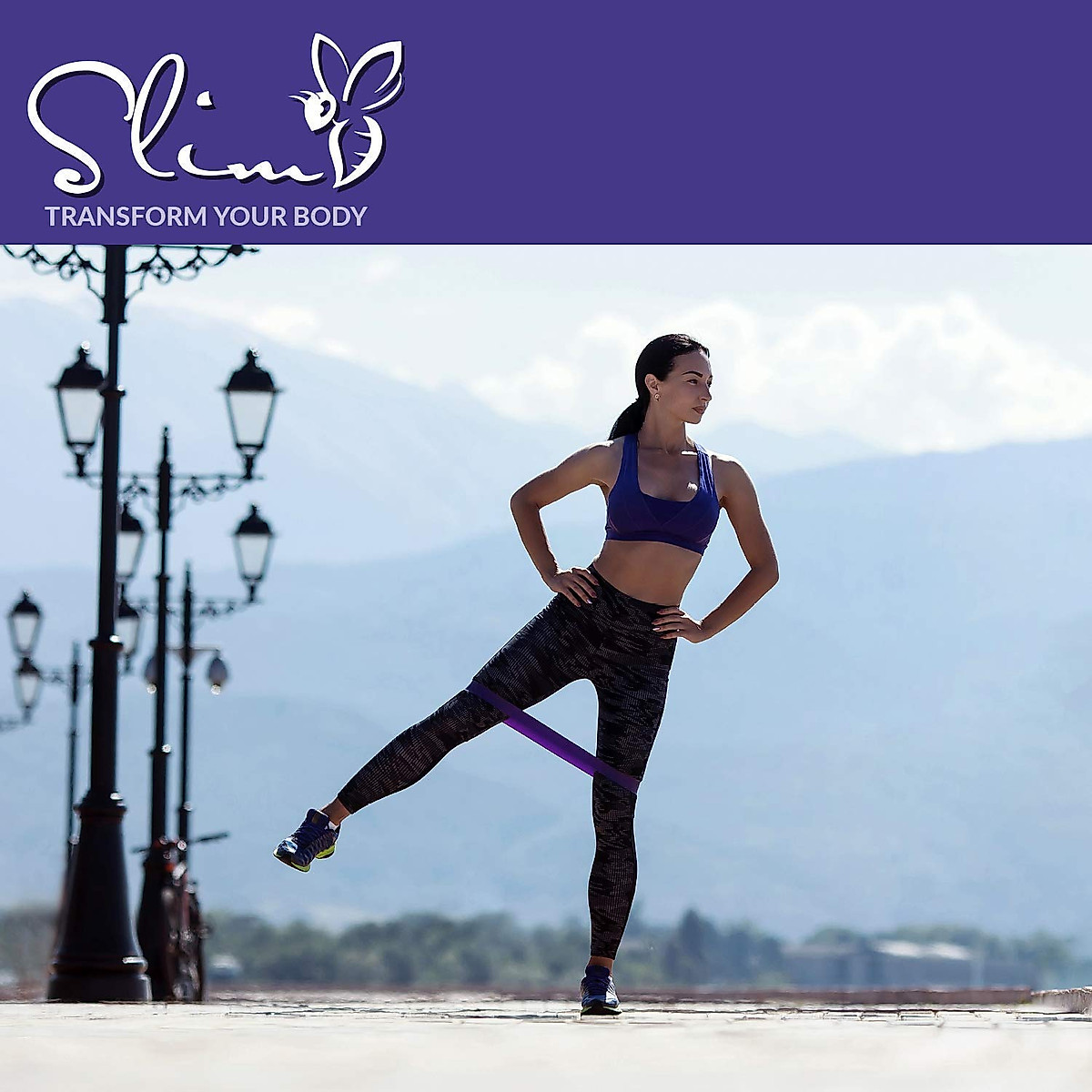 Slim Bee Resistance Work Out Bands Set with Carry Bag. Set of 4 - Home & Gym Workout Training Set - Exercise Workout Booty Bands for Legs, Butt and Arms