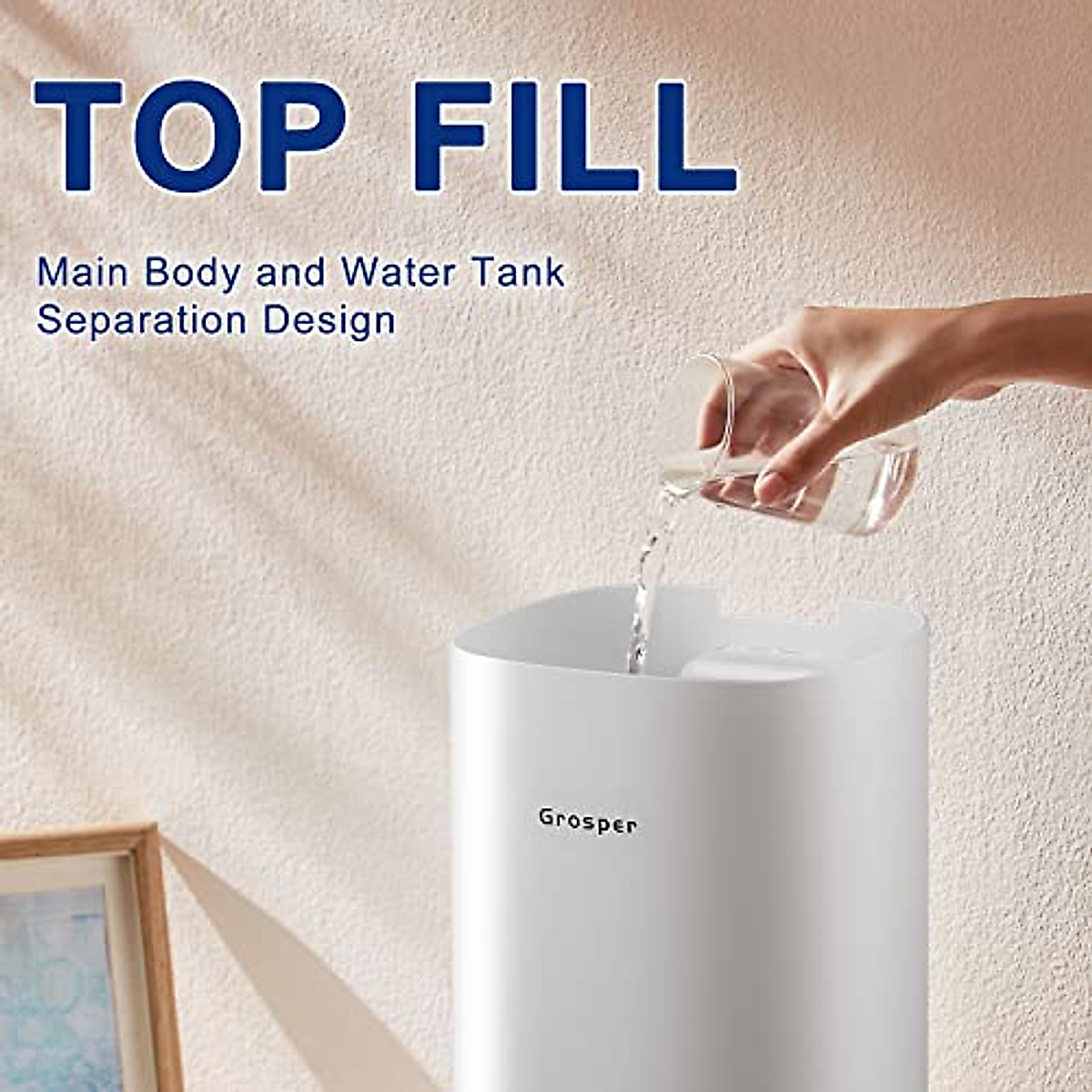 Humidifier Large Room,Humidifiers for Home,Humidifiers for Bedroom,Top Fill 9L 32DB Quiet Ultrasonic Cool Mist Humidifier for Baby Nursery Office Plants