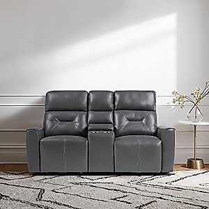 Lexicon Edelweiss Power Double Reclining Loveseat, Dark Gray