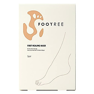 FOOTREE Moisturizing Foot Mask Socks Hydrating Anti-Fatigue Stress Relief Self Care Pedicure Sockies 5 Pair Pack Healing Feet Booties with Exfoliating Kombucha, Energizing Citrus, Natural Bamboo