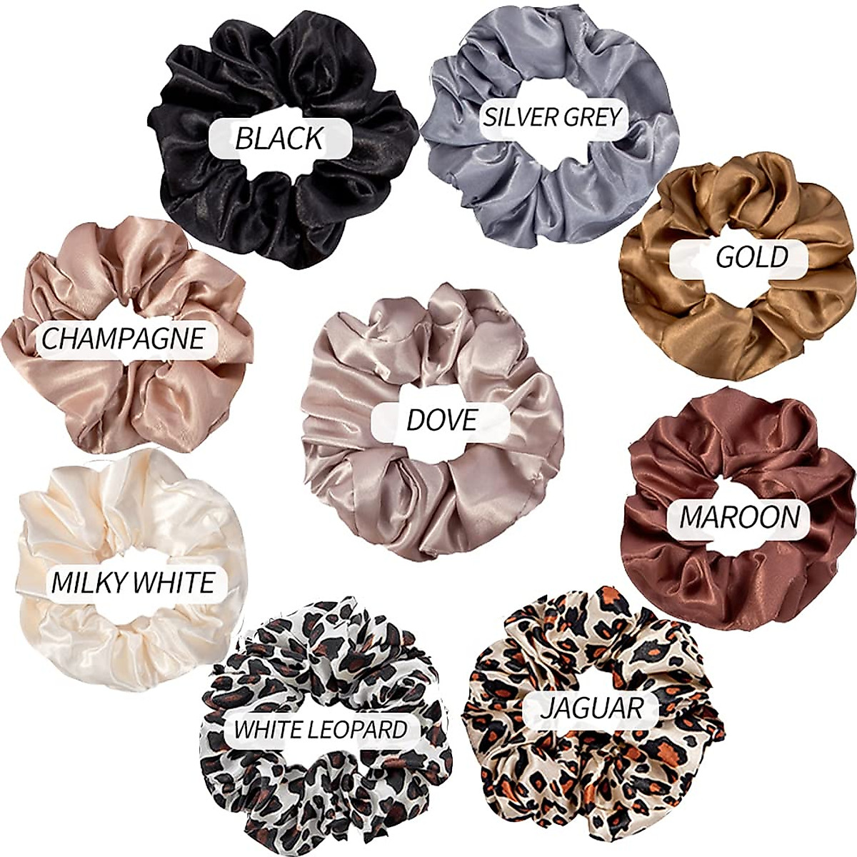 VAGA Cute Scrunchies For Hair 6 Colors Set, Our Hair Scrunchies Hair Elastics Ponytail Holder Pack of scrubchies are Softer Then Hair Ties, A Satin Scrunchie sruchies, Do not Pull Or Snag Thick Hair