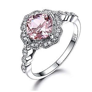 Bansriracha Solid Sterling Silver Cushion Morganite Rings for Women Engagement Anniversary Band Pink Gemstone Valentine's Gift (10)