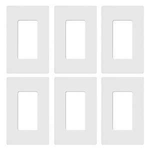Lutron Claro 1 Gang Decorator/Rocker Wallplate, Gloss, White (6-Pack) | CW-1-WH-6