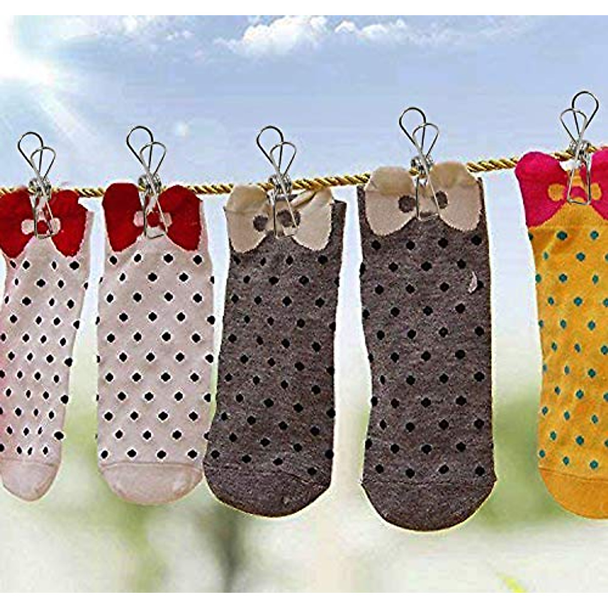 Home-X Clothes Pins 40 Pack, Metal Pins, Multi-Purpose Stainless Steel Wire, Cord Clothes Pins Utility Clips, Hooks for Home/Office-2 inch