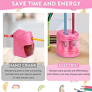 Eagle Electric Pencil Sharpener, Battery or USB Operated, Dual Holes, Dual Blades, fit for Pencils of Size 6-8mm and 9-12mm (Pink)