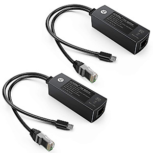 AuviPal 802.3af/at Compliant PoE Splitter (2 Pack), PoE to Micro USB 5V Power and 100Mbps Ethernet Adapter for Raspberry Pi, Fire TV Ethernet Adapter, Chromecast, Wyze Cam v2, Arlo 2 Pro, NanoPi