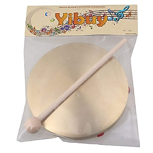 Yibuy 15.5cm Brass Instruments Copper Cymbals Opera Gong with Round Play Hammer Drumstick