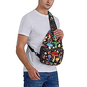 HGWQYHG Mushroom Sling Backpack,Colorful Mushroom Gifts Crossbody Bag For Women Men Sling Bag Travel Hiking Shoulder Chest Bag Daypack Unisex