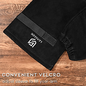 LeaSeek Leather Welding Work Sleeves,Heat & Flame Resistant Arm Protection Gardening Sleeve
