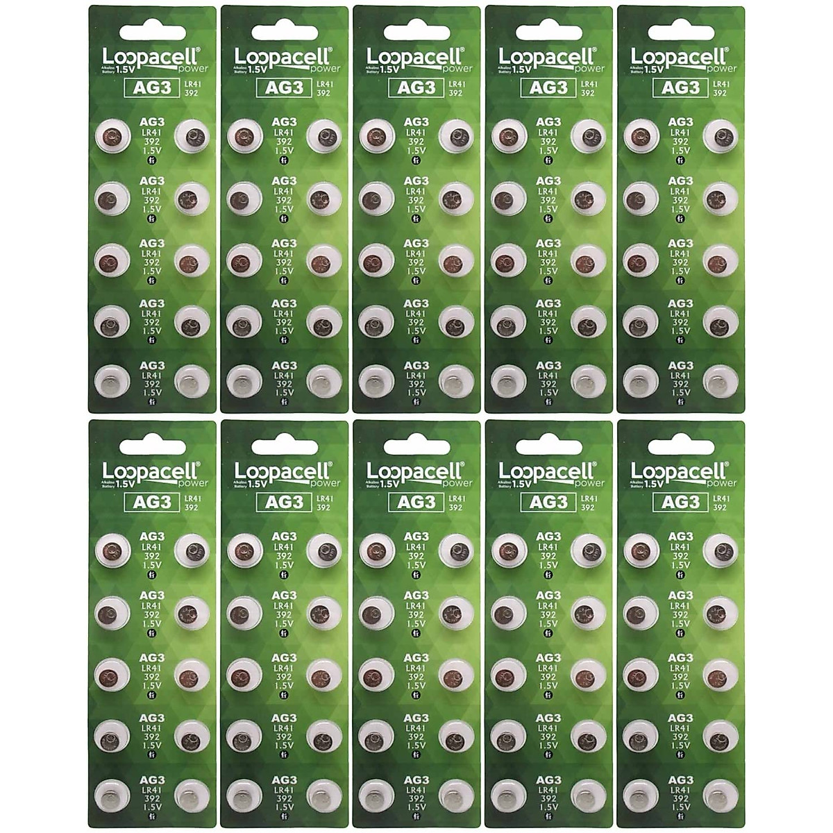 LOOPACELL 100 Pack AG3 LR41 392 SR41SW 384 192 V384 V392 D384 D392 280-13 Alkaline Button Cell Battery